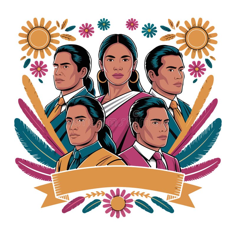 Bold Latin American Cultural Portrait Vector with Historic Figures and ...