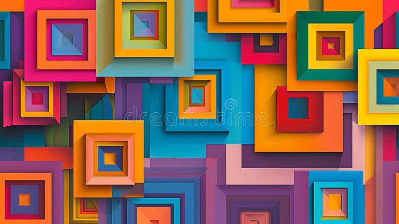 Bold, Layered Geometric Shapes in a Vivid Color Palette, Creating a ...