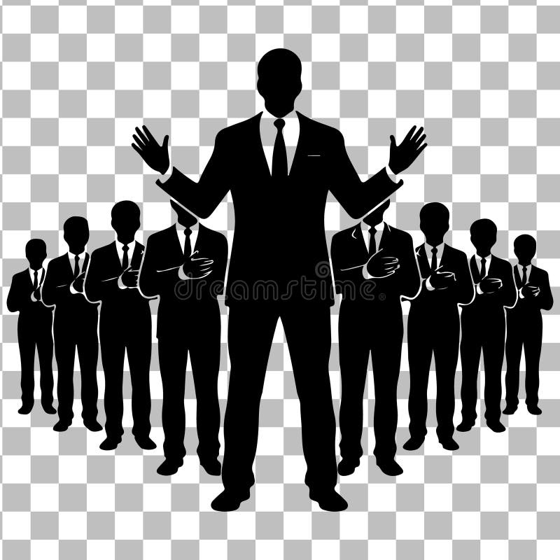 Bold Leadership Icon with Team Silhouettes Stock Vector - Illustration ...