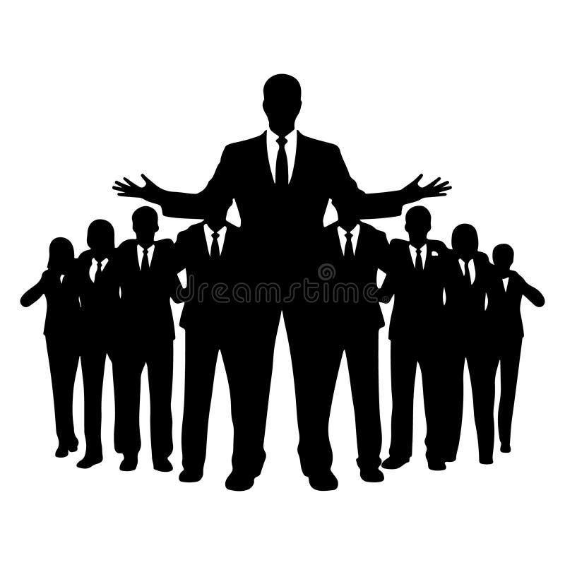 Bold Leadership Icon with Team Silhouettes Stock Vector - Illustration ...
