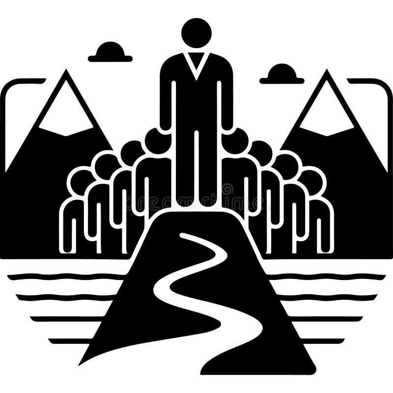 Bold Leadership Icon with Team Silhouettes Stock Vector - Illustration ...