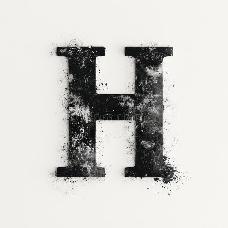 Bold Letter H with Grunge Texture and Paint Splatter Stock Illustration ...
