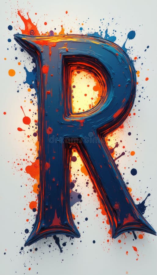 Bold Letter R Splashed with Vibrant Colors Stock Image - Image of ...
