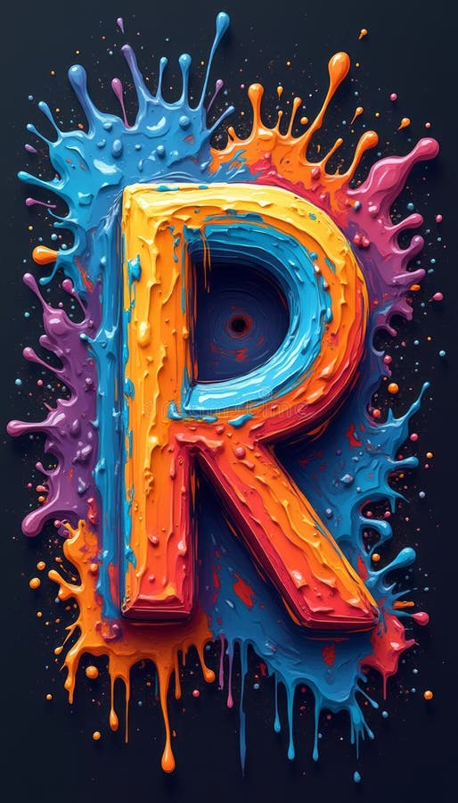 Bold Letter R Splashed with Vibrant Paint Stock Photo - Image of design ...