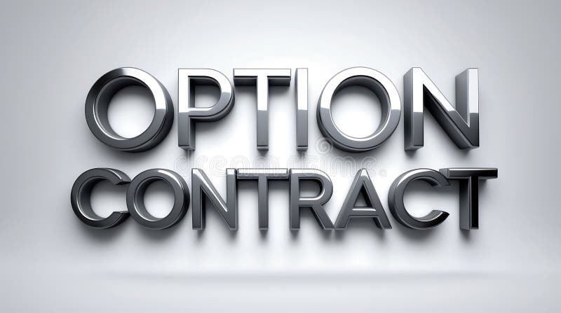 Words Option Contract in Metallic Style Against a Light Background ...