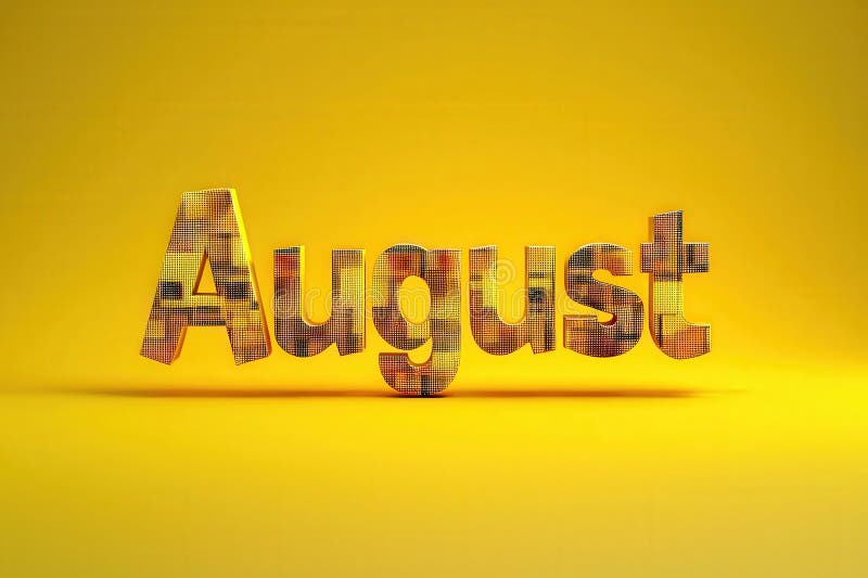 Creative Design Showcasing the Word August in Vibrant Yellow Colors and ...