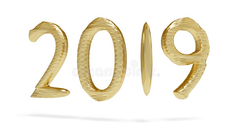 2019 Bold Letters Isolated Golden White 3d-illustration Stock ...