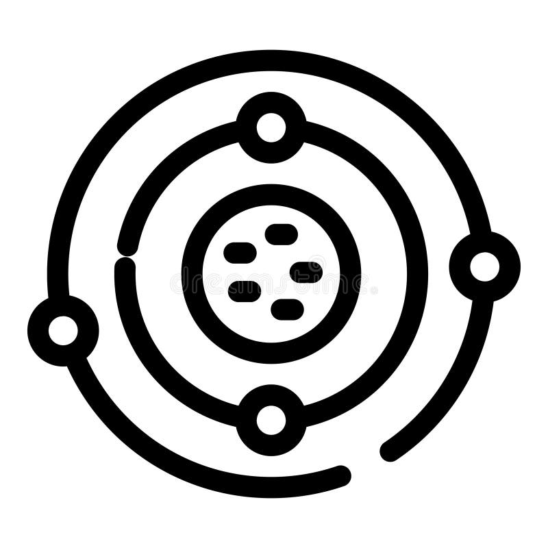 Solar System Planets Orbiting Around Sun Icon Stock Vector - Illustration of outline, symbol ...