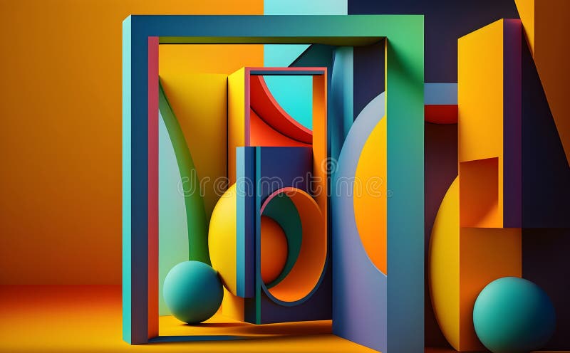 Bold Lines and Shapes in Bright Colors, Generative AI Stock ...
