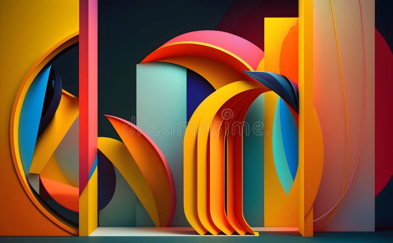 Bold Lines and Shapes in Bright Colors, Generative AI Stock ...