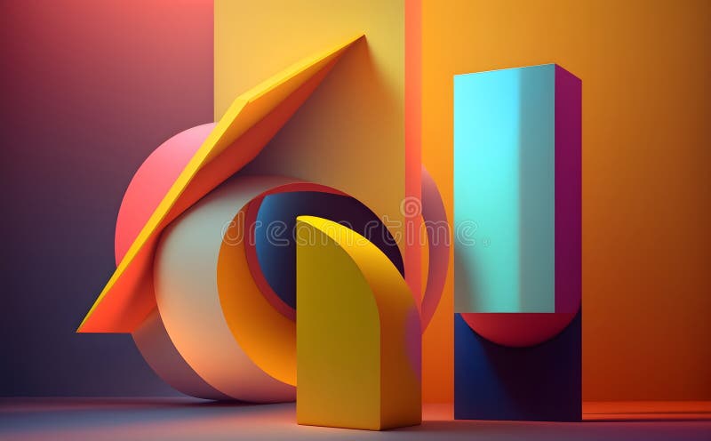 Bold Lines and Shapes in Bright Colors, Generative AI Stock ...