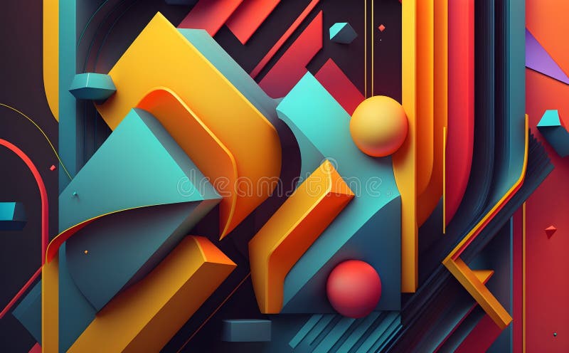Bold Lines and Shapes in Bright Colors, Generative AI Stock ...