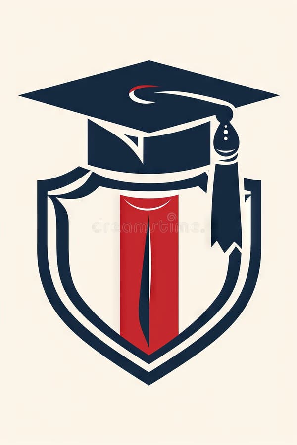 Bold Logo with a Shield and a Graduation Cap. Stock Illustration ...