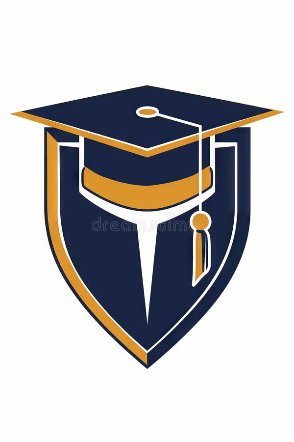 Bold Logo with a Shield and a Graduation Cap. Stock Illustration ...