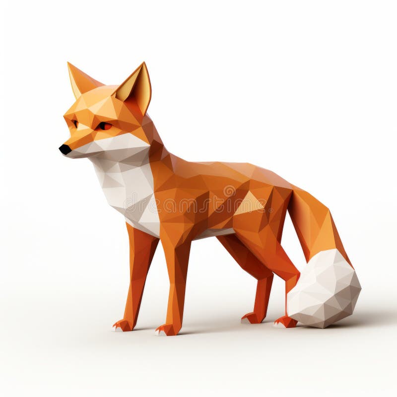 Bold Low Poly Fox Design on White Background Stock Illustration ...