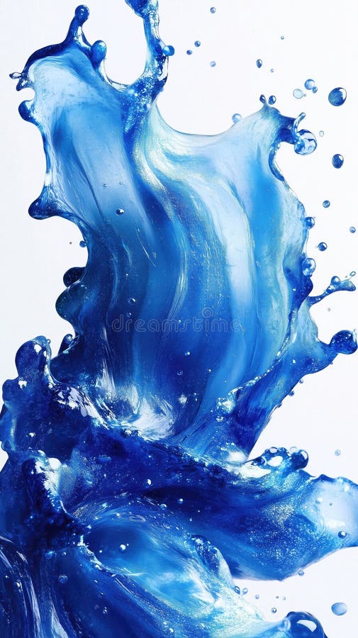 Blue Liquid Splash Across Screen, Macro Splatter and Drop Concept Bold ...