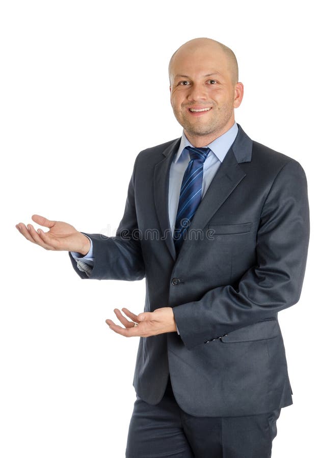 Bold Man Presenting with Both Hands Stock Image - Image of presenting ...