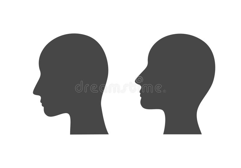 Bold Man Silhouette Face Side View. Bow and High Position. Stock ...