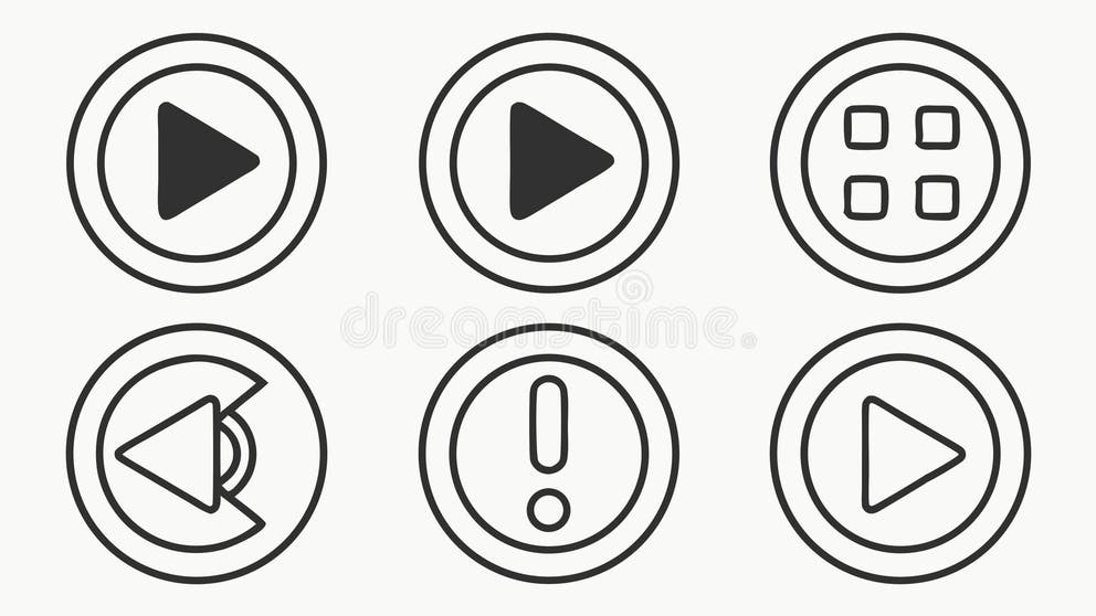 Bold Media Player Buttons Icon Collection, Control Interface, Vector Design Generative AI Stock ...