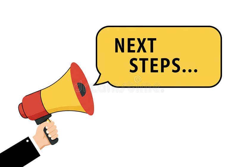 Bold Megaphone Graphic for Next Steps Communication Concept Stock ...
