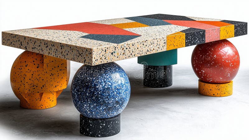 Bold Memphis-style Coffee Table Stock Illustration - Illustration of ...