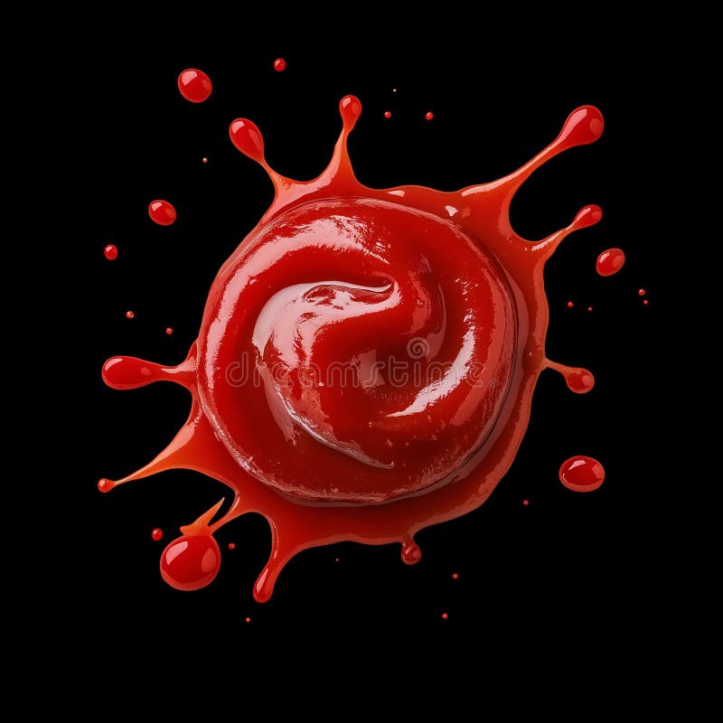 Splattered Ketchup Splash Isolated on Black Background Stock ...