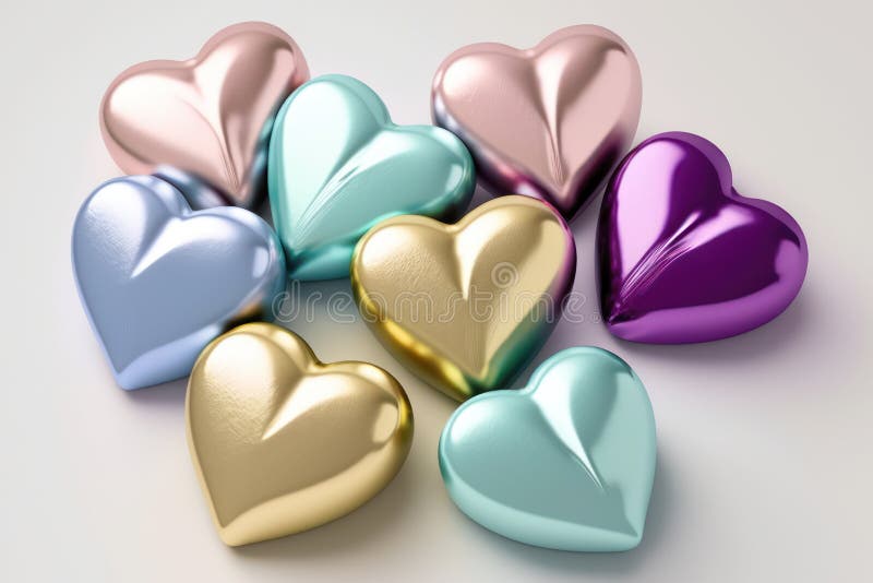 Bold Metallic Color of Heart on White Background Stock Illustration ...