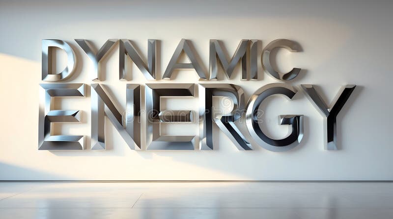 Bold Metallic Letters Spelling Dynamic Energy Cast Shadows on a Simple ...
