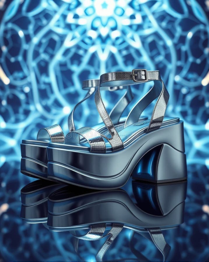 Bold Metallic Platform Heels Stock Illustration - Illustration of ...