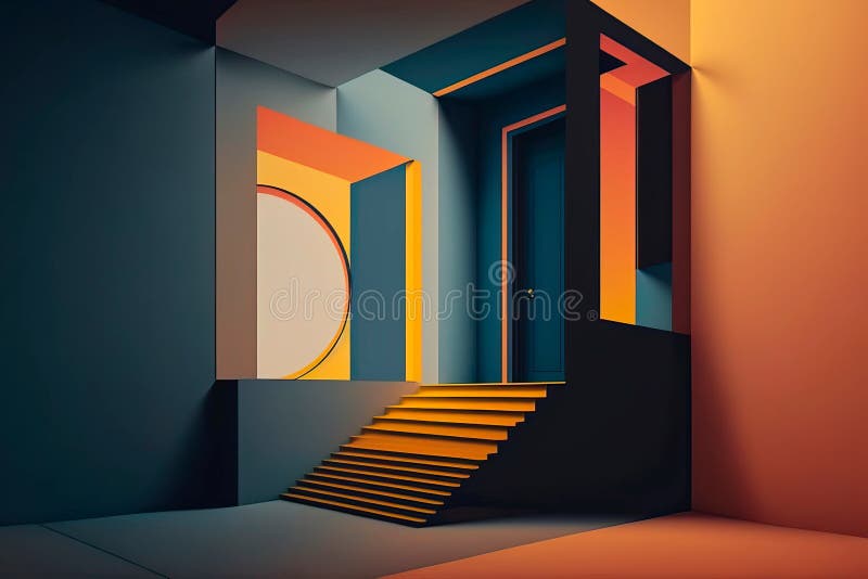 Bold Minimalism with Large Geometric Shapes Generative AI Stock ...