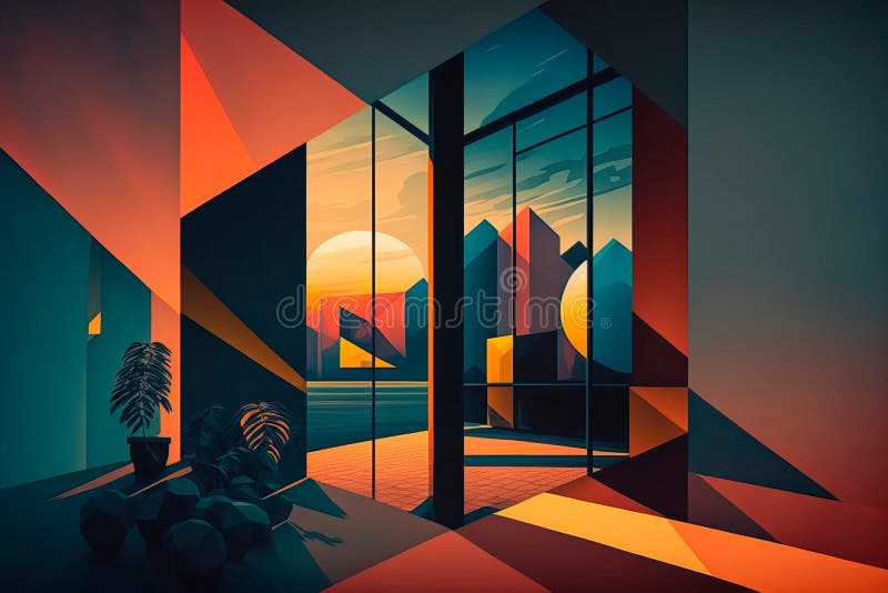 Bold Minimalism with Large Geometric Shapes Generative AI Stock ...