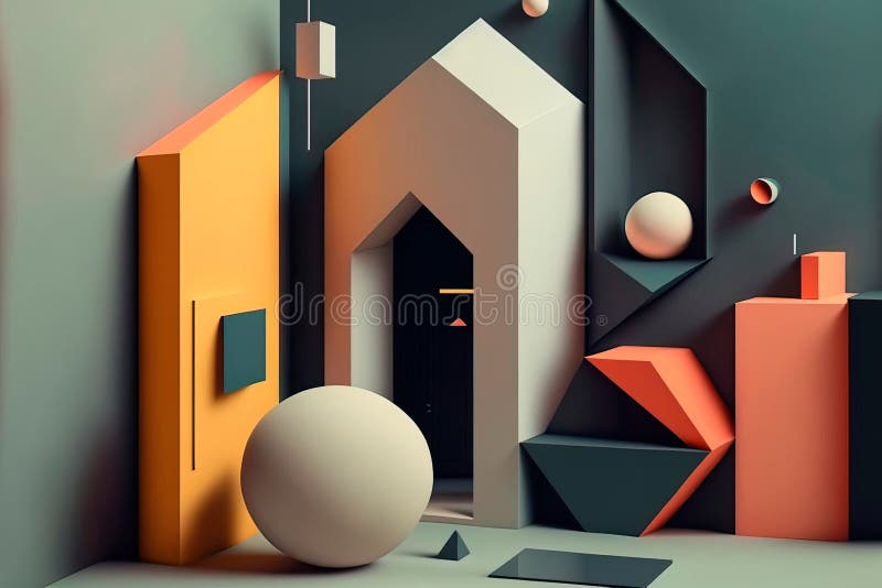 Bold Minimalism with Large Geometric Shapes Generative AI Stock ...