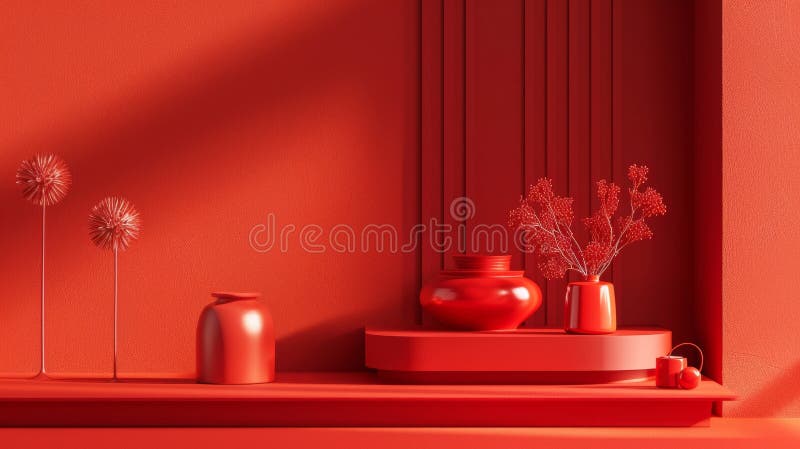 Minimalist Red Decor in a Modern Artistic Composition Stock Image ...