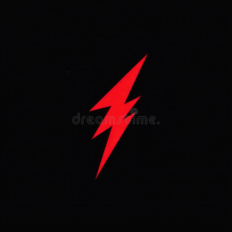 Bold Minimalist Icon Featuring a Red Lightning Bolt Against a Black ...