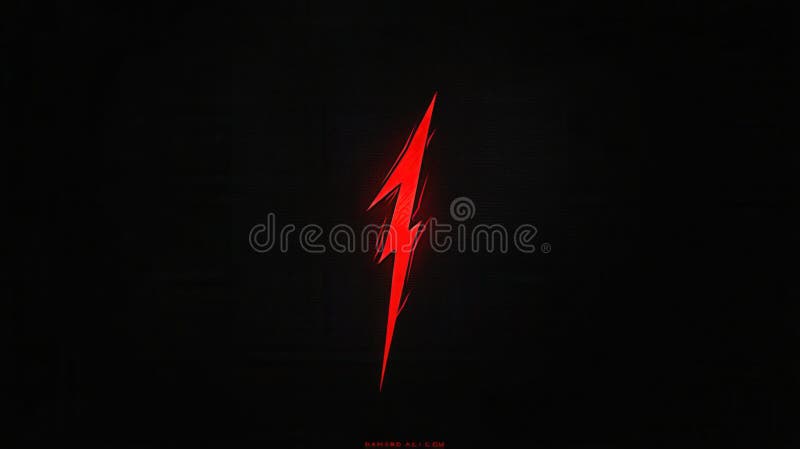 Bold Minimalist Icon of a Red Lightning Bolt on a Deep Black Background ...