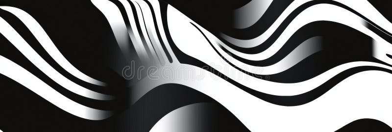 Bold Modern Abstract Design Featuring Minimalistic Black and White Wavy ...