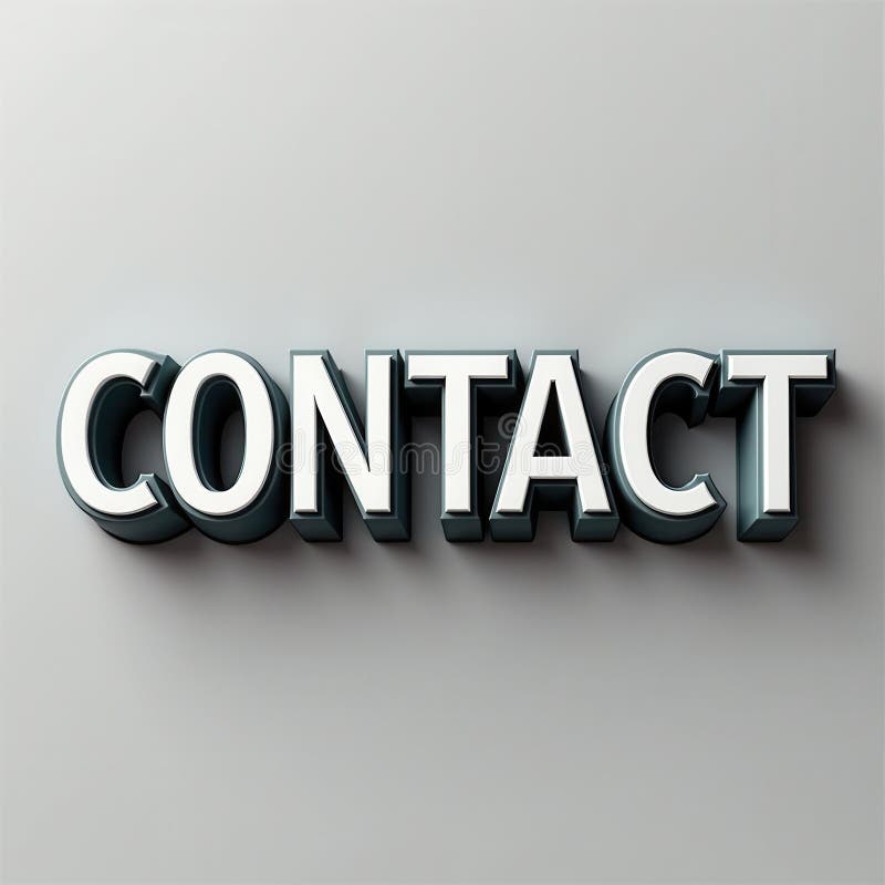 Bold and Modern Contact Text with 3D Metallic Effect. Stock ...