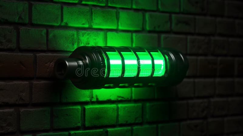 Bold and Modern Green Neon Flashlight on Brick Wall Stock Illustration ...