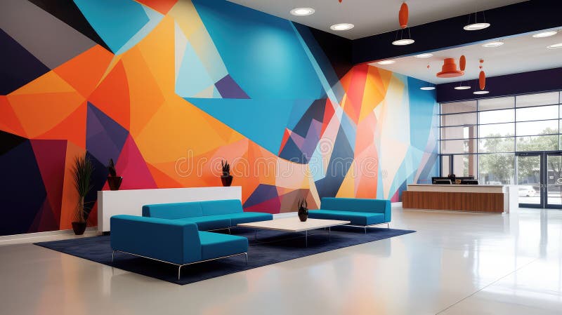 Bold Modern Office Lobby Reception Stock Illustration - Illustration of ...