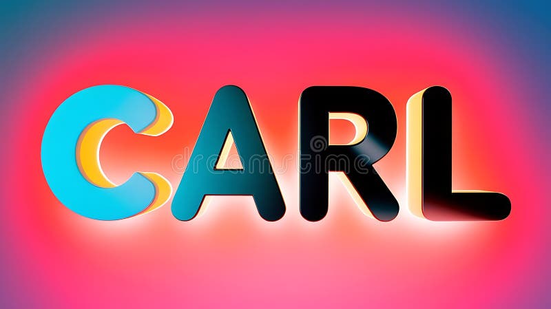 Bold Modern Render of the Name Carl with Vibrant Colors Against Bright ...