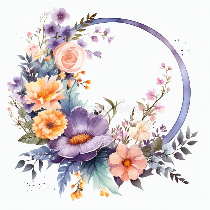 Bold Moon with Flowers Illustration Stock Illustration - Illustration ...
