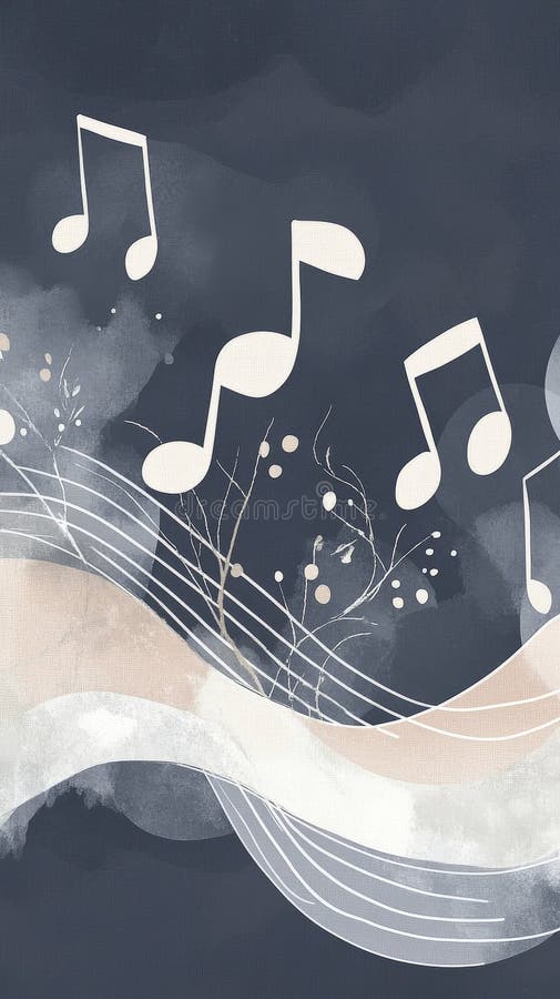 Bold Musical Notes Express Movement on a Dark Canvas Stock Illustration ...