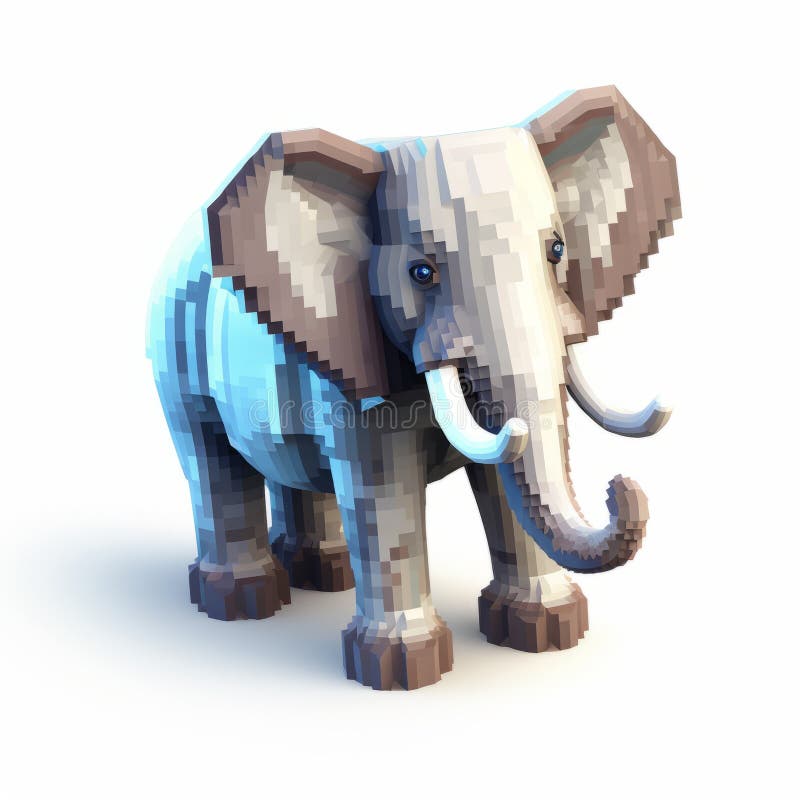 Bold and Naturalistic Pixel Elephant Model with Puzzle-like Elements ...