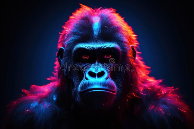 Bold Neon Monkey Portrait. Generate Ai Stock Illustration ...