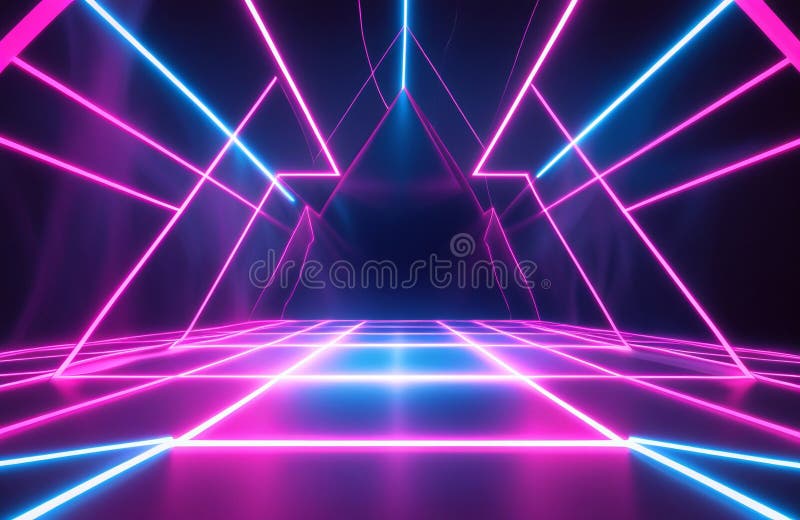 Bold Neon Triangles Gaming Design Stock Illustration - Illustration of ...