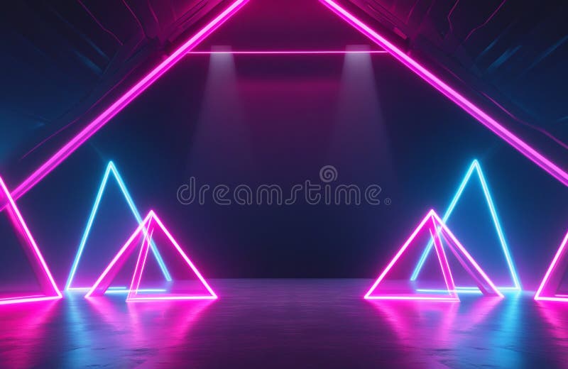 Bold Neon Triangles Gaming Design Stock Illustration - Illustration of ...
