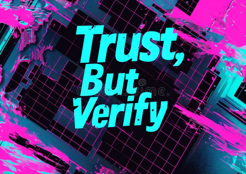 Bold Neon Typography Trust, but Verify on Abstract Background ...