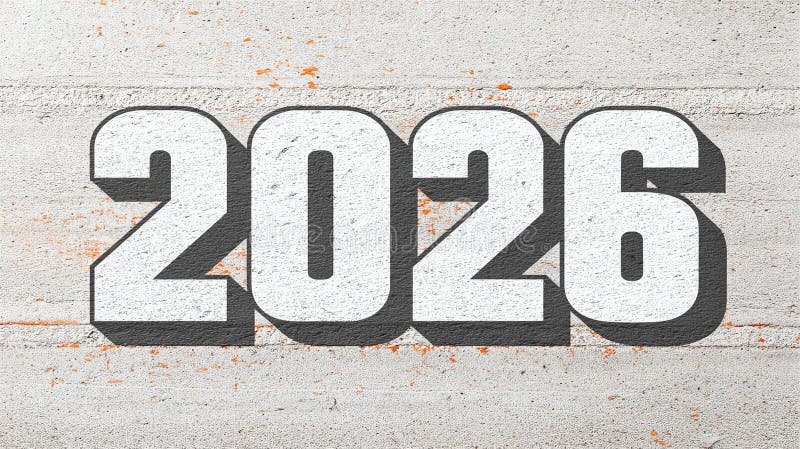Bold 2026 Number Design on Textured Concrete Background with Shadows ...