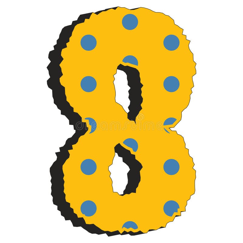 Bold Number Eight with Polka Dot Pattern Stock Vector - Illustration of ...