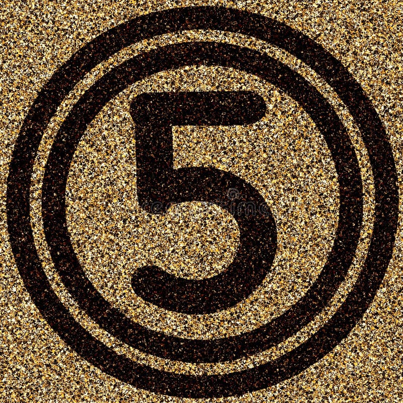 Bold Number Five Design on Glittery Gold Textile for Unique Wrapping or ...